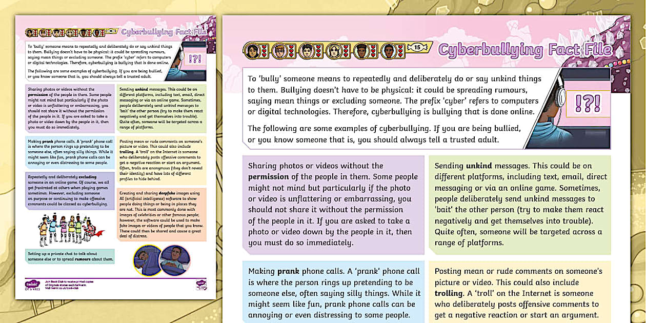 Cyberbullying KS2 Fact File (teacher made) - Twinkl